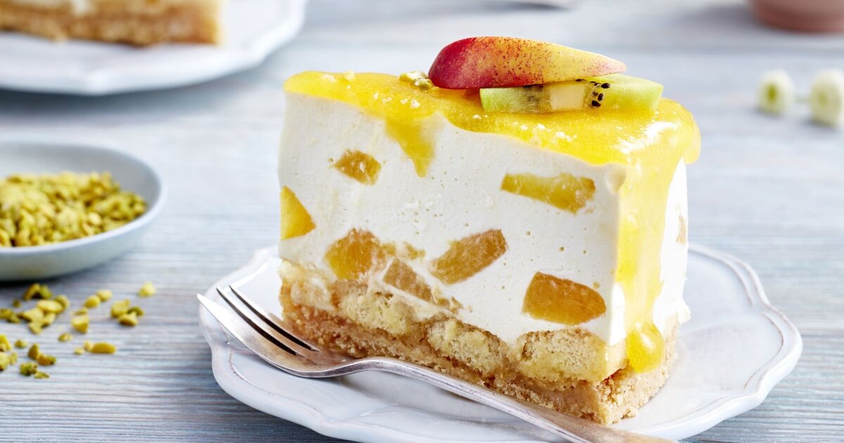 Tropische-Tiramisu-Torte: Leuchtet gelb wie die Sonne