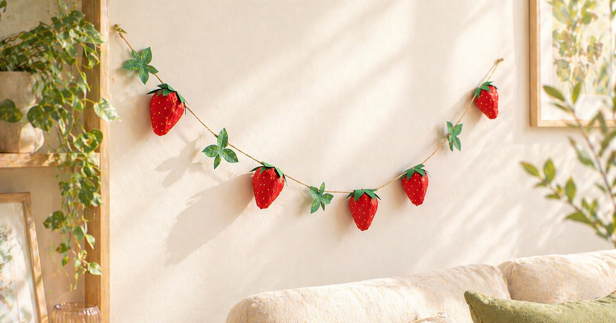 Erdbeeren-Girlande: Aus Eierkartons die süßeste Sommerdeko basteln